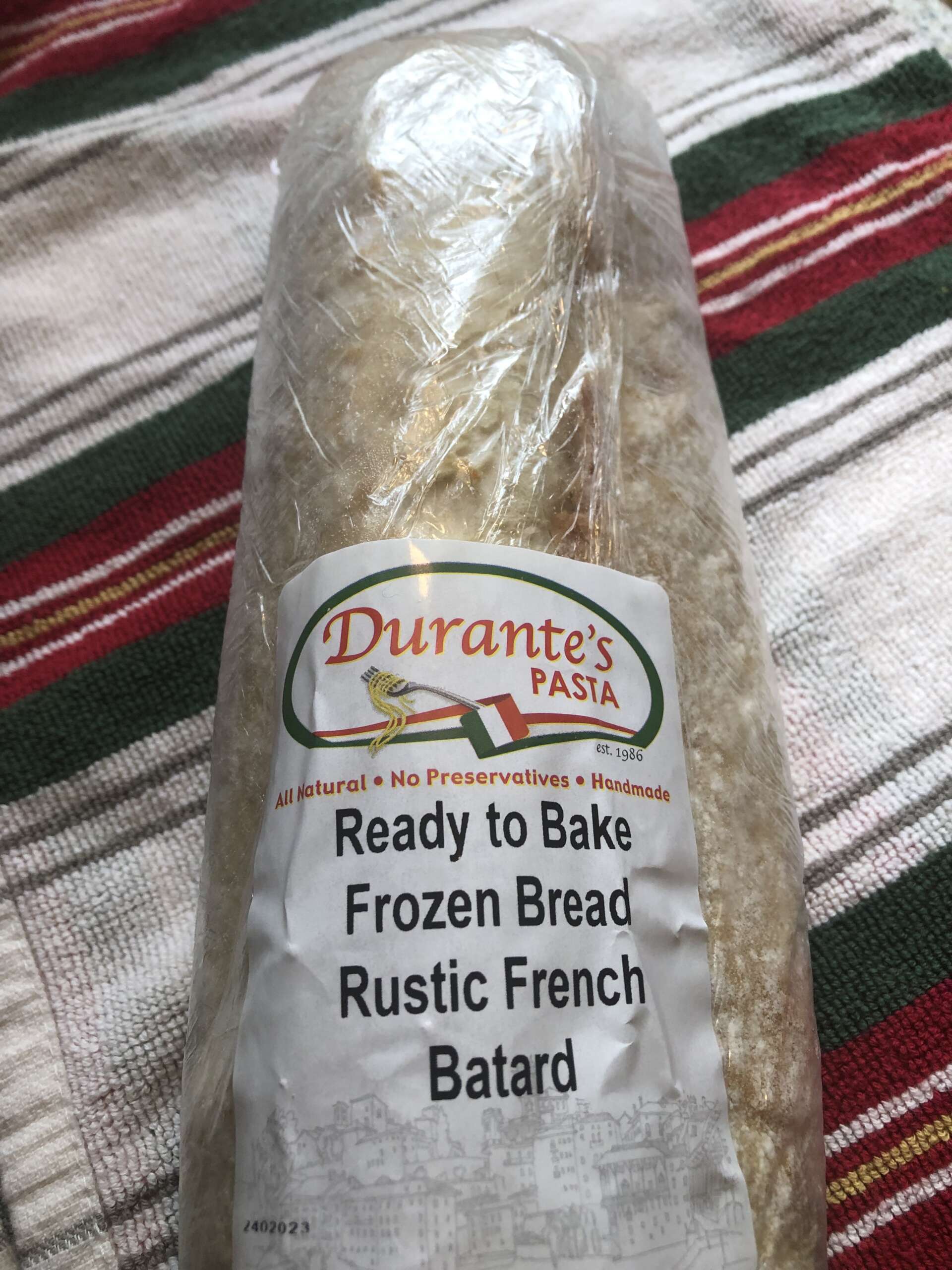 Fresh, Ready to Bake Crusty Rustic French Bread Loaf from Durante's ...