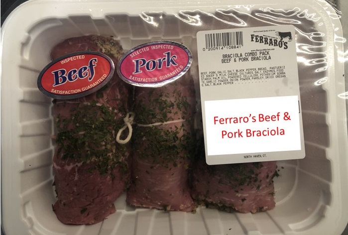 Ferraro's Meats Beef and Pork Braciola- Two (2) approx 1 lb packages ...
